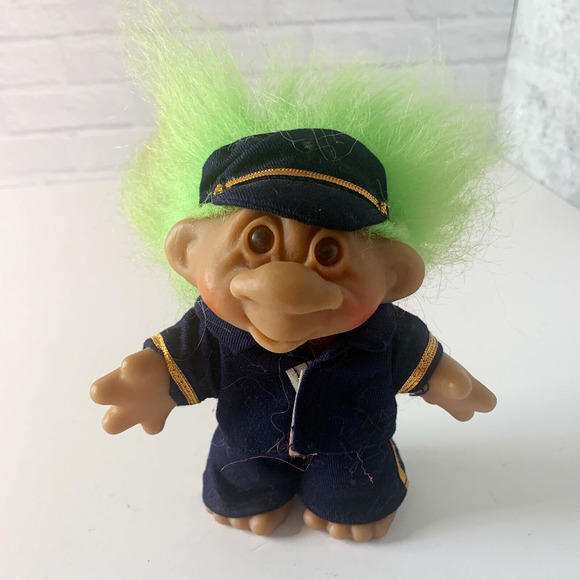 D.A.M | Accents | Vintage Dam 986 Troll Doll Police Officer Green Hair ...